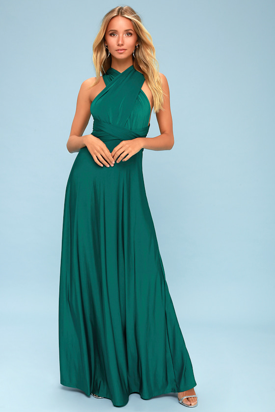 Pretty Maxi Dress - Convertible Dress - Emerald Green Dress