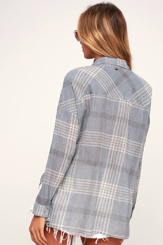 O'Neill Arlow - Plaid Button-Up Top - Light Blue Button-Up Top