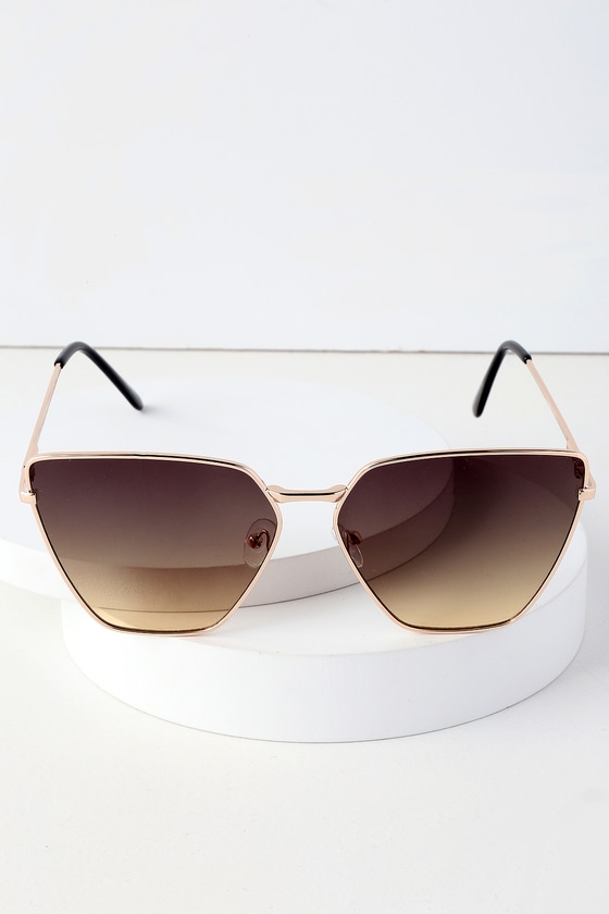 Cool Gold And Brown Sunglasses Geometric Sunglasses Sunnies