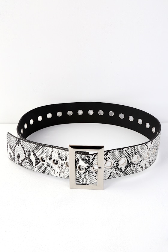 Cool Snake Print Belt - Black and White Belt - Thick Belt