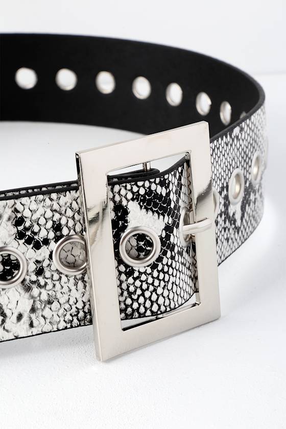 Cool Snake Print Belt - Black and White Belt - Thick Belt