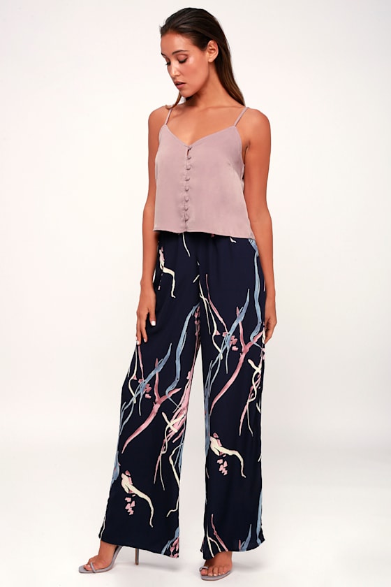 Cute Mauve Top - Satin Button-Up Top - Cropped Tank