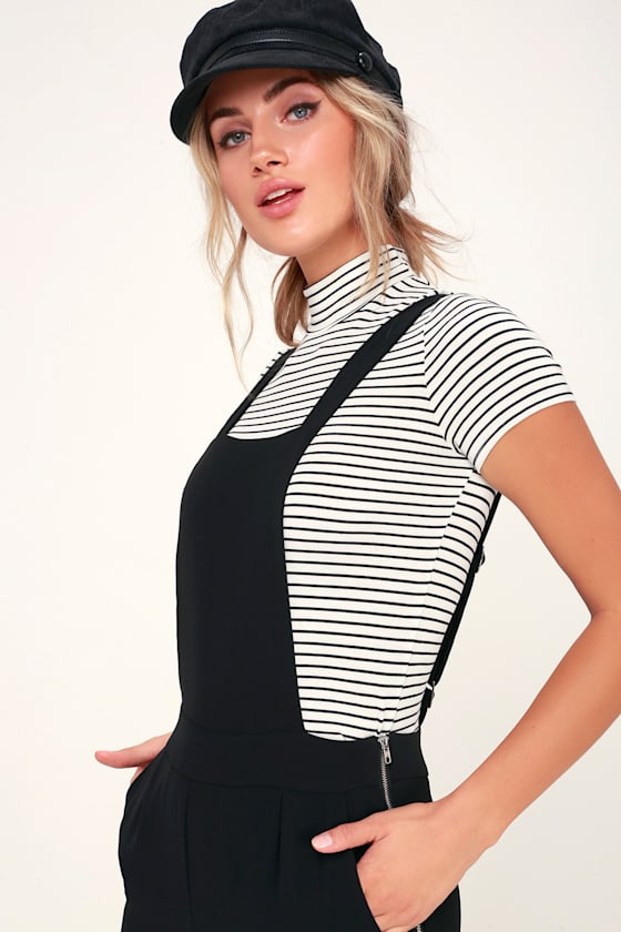 Cute Black Overalls - Black Woven Overalls - Trendy Overalls