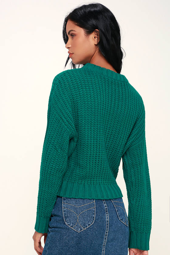 LUSH Sweater - Jade Green Sweater - Cable Knit Sweater - Sweater