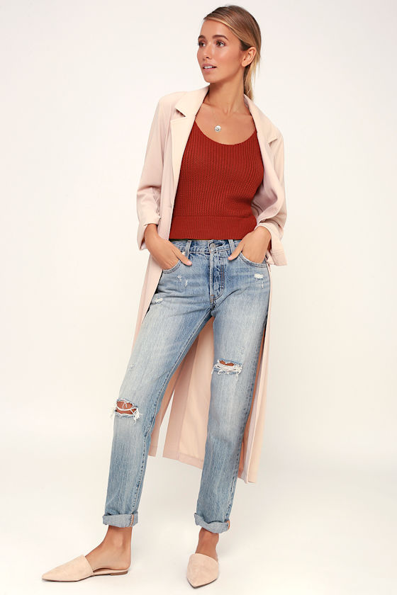 Cute Rust Red Top - Tank Top - Wrap Top - Knit Top