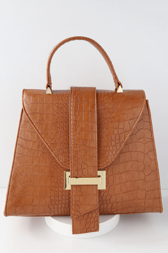 Chic Vegan Purse - Brown Purse - Crocodile Embossed Purse