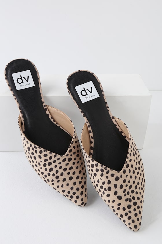 DV by Dolce Vita Alert - Leopard Print Mules - Vegan Suede Mules