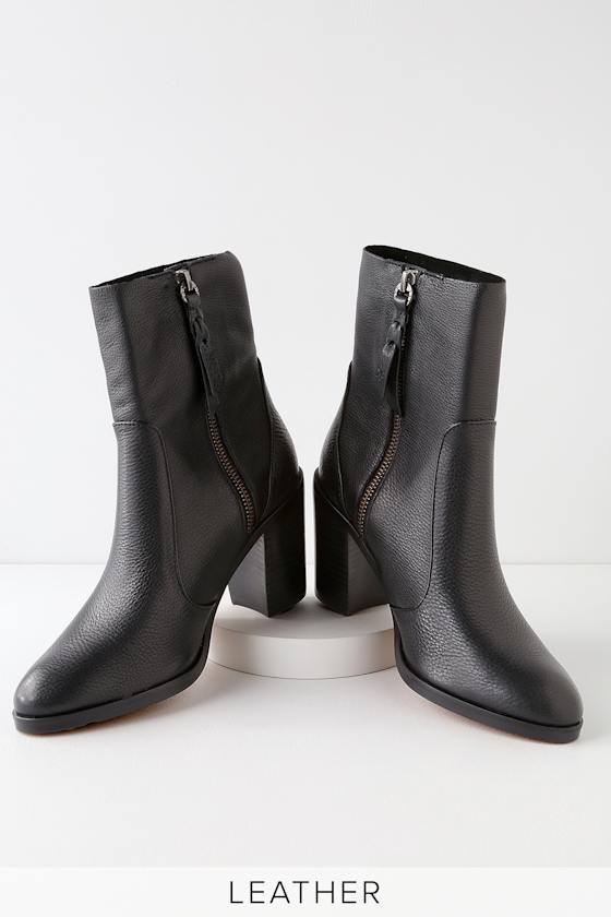 Splendid Roselyn Black - Genuine Leather Booties - Mid-Calf Boots