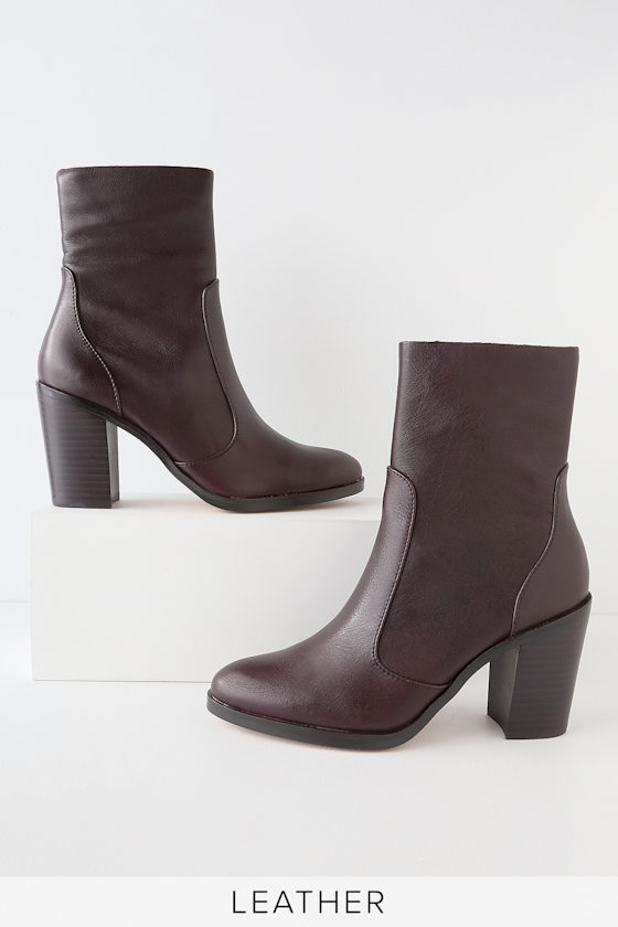 Splendid Roselyn Deep Plum - Genuine Leather Booties - Booties