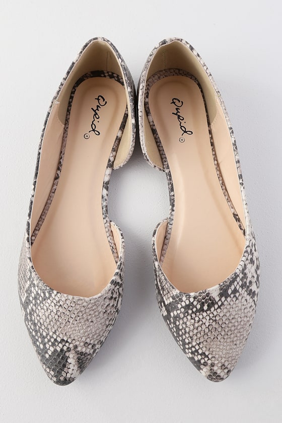 Cute Snake Print Flats - Vegan Leather Flats - D'Orsay Flats