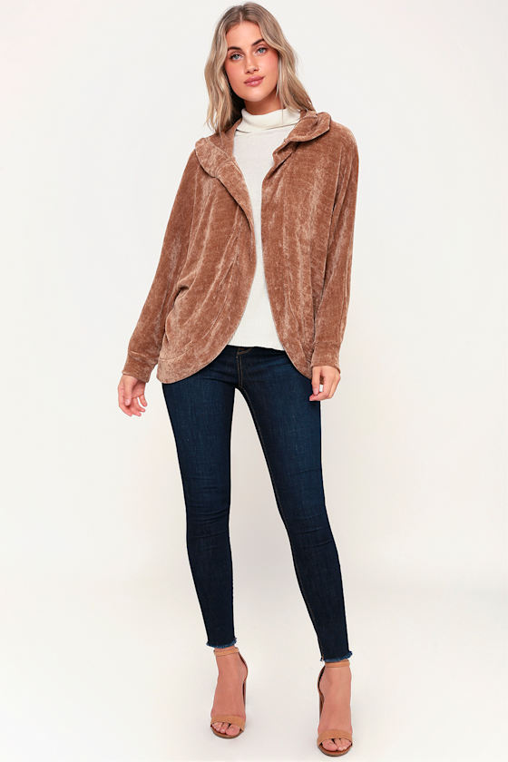 Dakota Sidewalk Swagger - Chenille Jacket - Brown Sweater Jacket