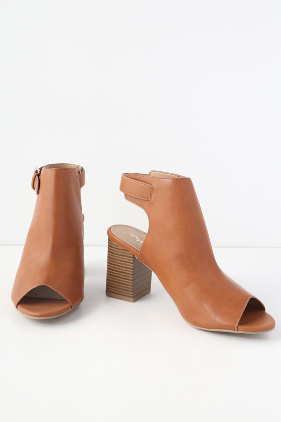 Chic Rust Booties - Vegan Leather Booties - Peep Toe Booties