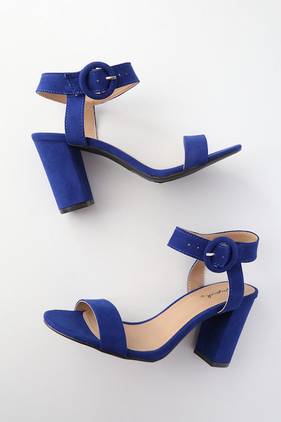 Cute Blue Heels - Blue High Heel Sandals - Peep-Toe Heels