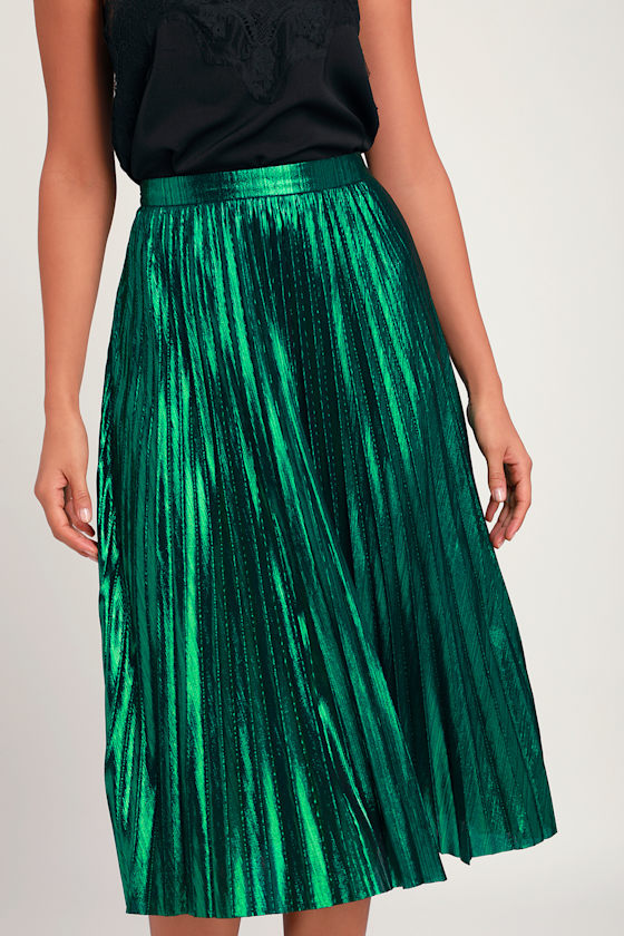 Chic Forest Green Skirt - Midi Skirt - Pleated Midi Skirt