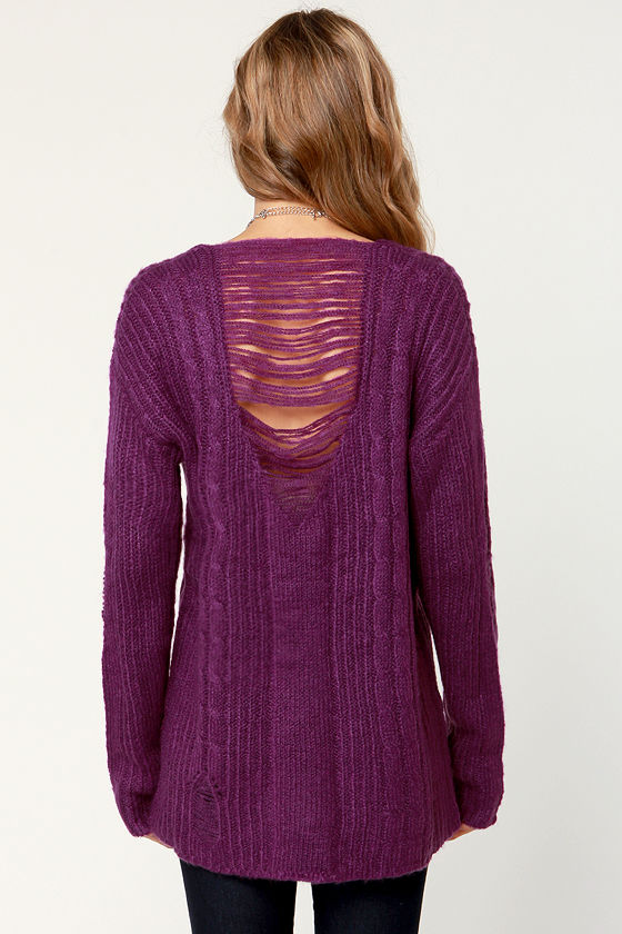 Cute Purple Sweater - Cable Sweater - Oversized Sweater - $60.00