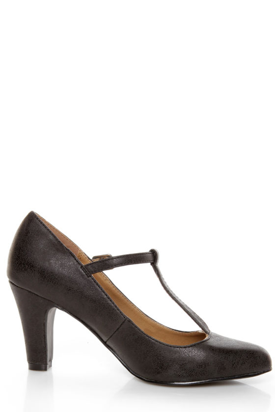 GoMax Roxanne 01X Black T-Strap Pumps - $48.00