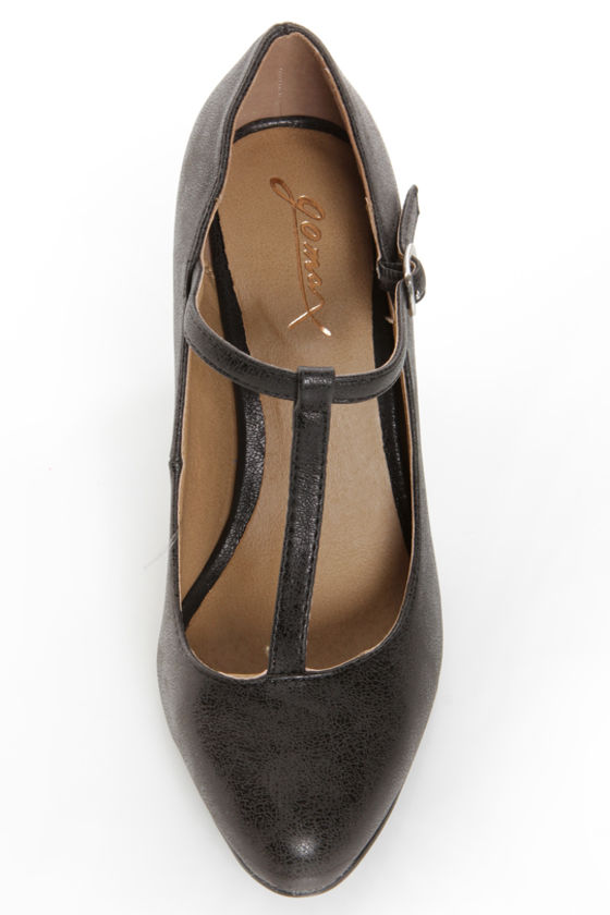 GoMax Roxanne 01X Black T-Strap Pumps - $48.00