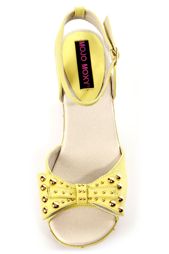 Mojo Moxy Peris Yellow Studded High Heel Sandals - $82.00