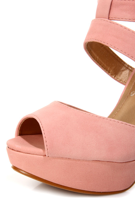 Cherry 1 Blush Pink Peep Toe Platform Heels - $29.00