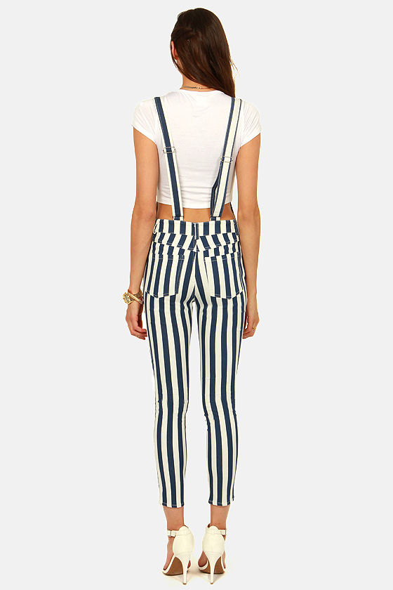 Cute Blue and White Overalls - Striped Overalls - $54.00