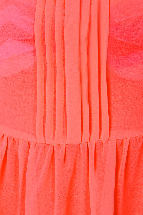 Cool Neon Coral Top - Tunic Top - Sleeveless Top - $36.00