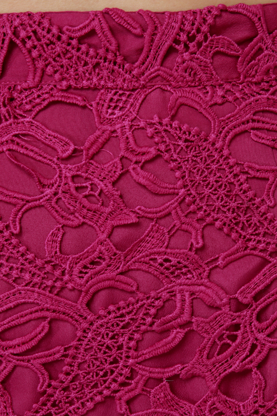 Lovely Magenta Skirt - Lace Skirt - Fitted Skirt - $52.00