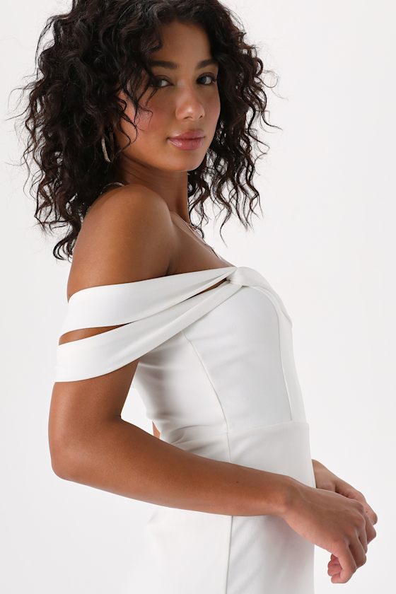 Chic White Dress - Bodycon Midi Dress - One-Shoulder Midi Dress - Lulus