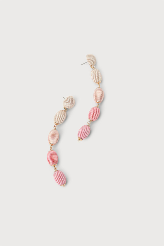 Pink Thread Earrings - Beaded Earrings - Drop Earrings - Lulus