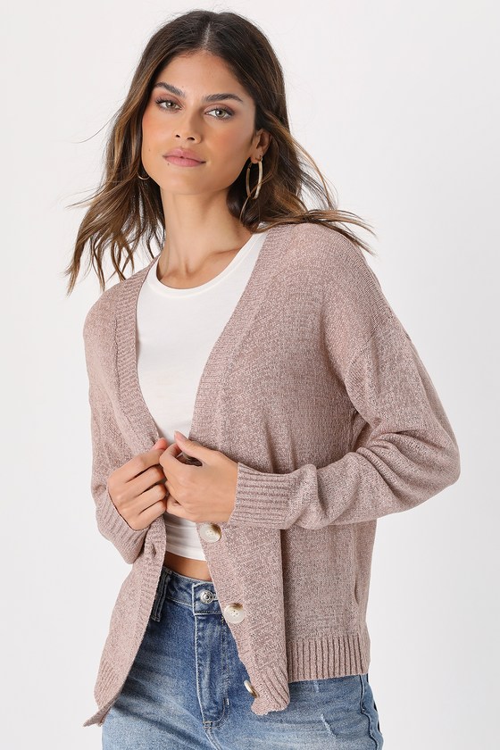 Taupe Cardigan Button Up Cardigan Knit Cardigan Lulus