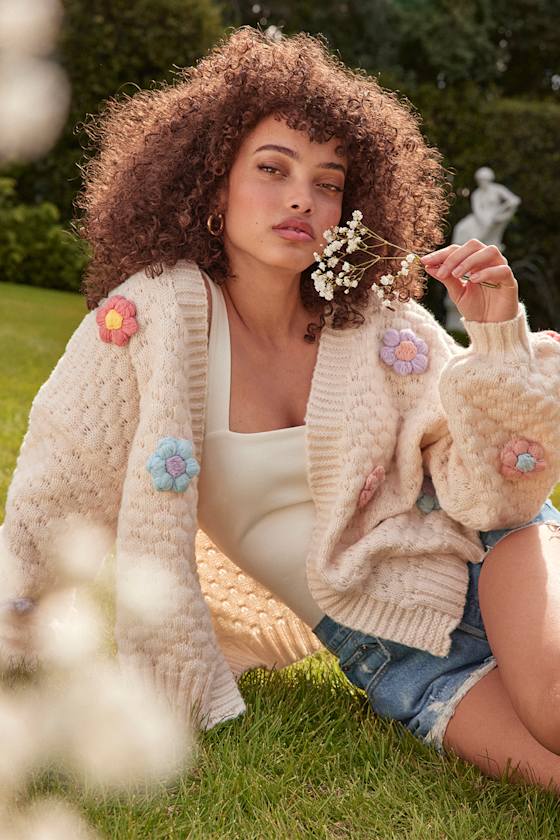 Cream Shrug Sweater - Embroidered Shrug Sweater - Cream Cardigan - Lulus