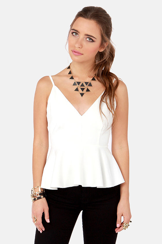 Sexy Ivory Top Backless Top Peplum Top 38 00 Lulus
