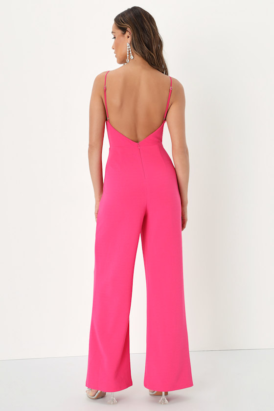 Hot Pink Jumpsuit Wide Leg Jumpsuit Backless Jumpsuit Lulus