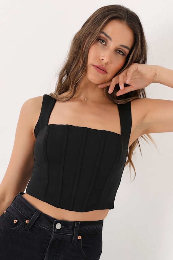 Black Bustier Top - Corset Top - Black Crop Top - Sexy Crop Top - Lulus