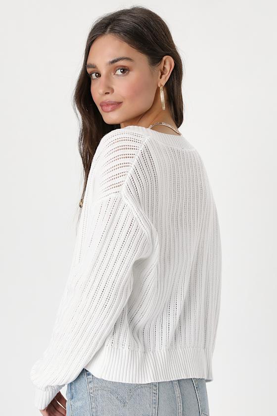Knit Cotton Cardigan - White Cotton Cardigan - Short Cardigan - Lulus