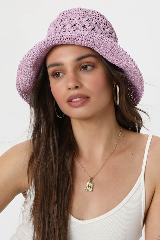 Lavender Crochet Hat - Crochet Straw Hat - Crochet Bucket Hat - Lulus