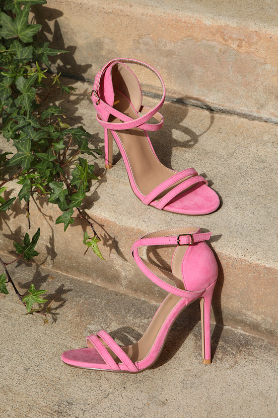 Pink Faux Suede Heels - Stiletto High Heel Sandals - Pink Heels - Lulus