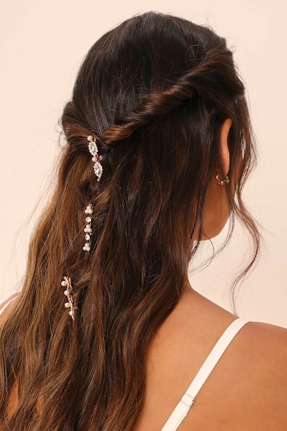 Gold Bobby Pins - Rhinestone and Pearl Hair Pins - Hair Pin Set - Lulus