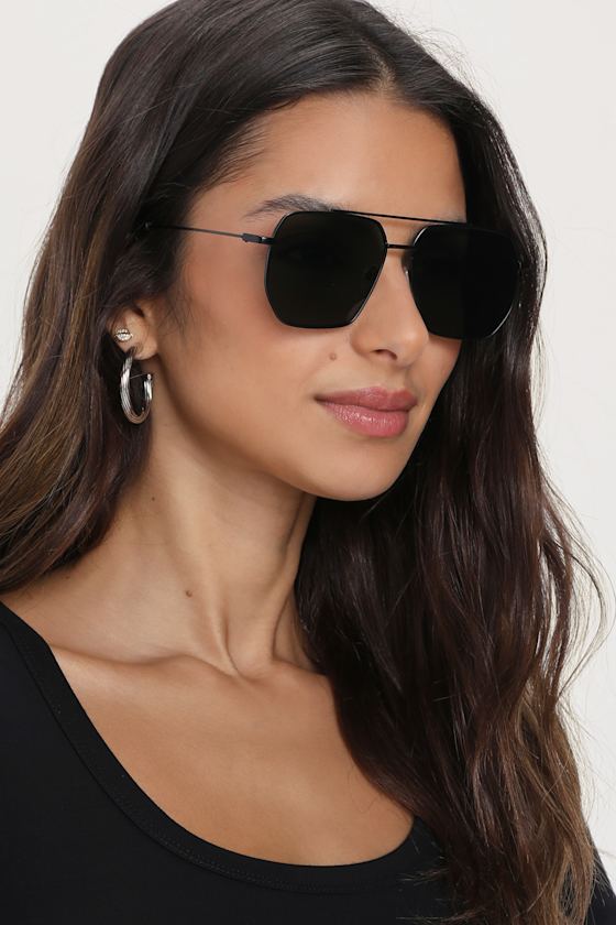 Black Wireframe Sunglasses - Aviator Sunglasses - Black Sunnies - Lulus