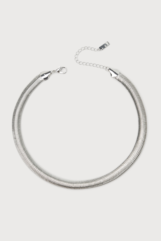 Silver Snake Chain Necklace - Choker Necklace - Snake Chain - Lulus