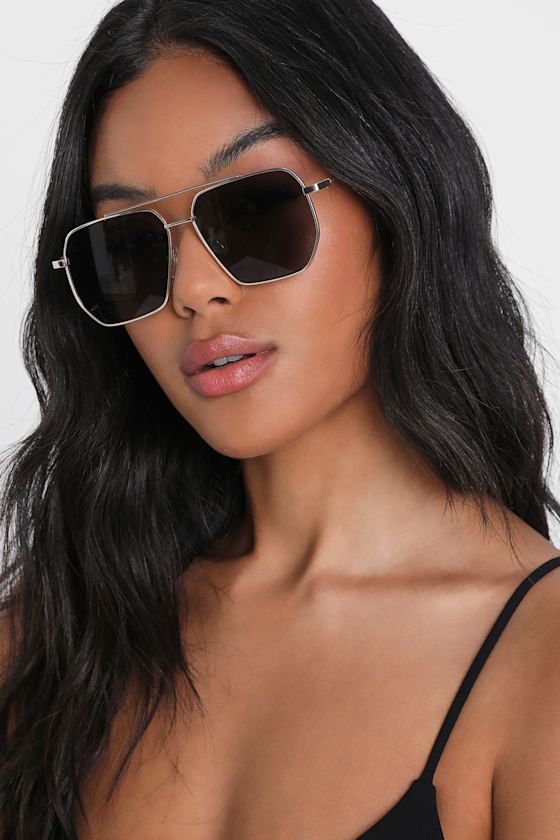Gold Aviator Sunglasses - Tinted Aviators - Angled Aviators - Lulus