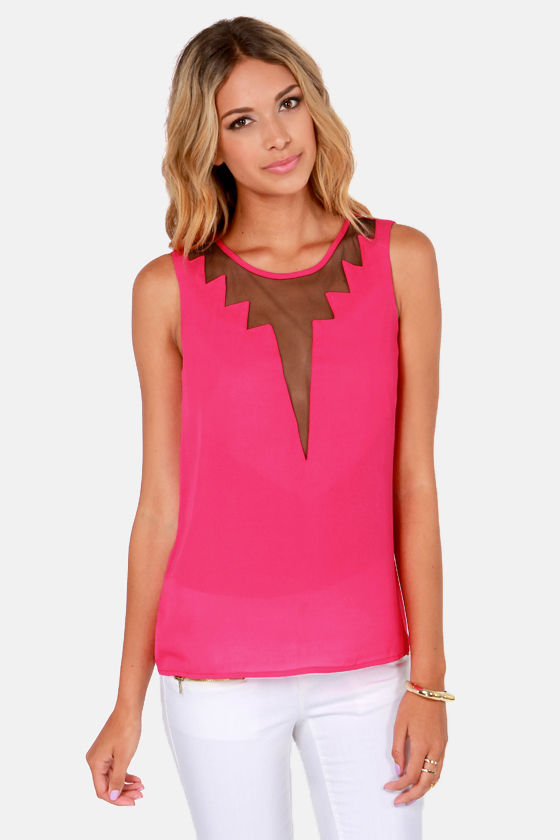 Cute Fuchsia Pink Top - Sleeveless Top - Cutout Top - $32.00 - Lulus