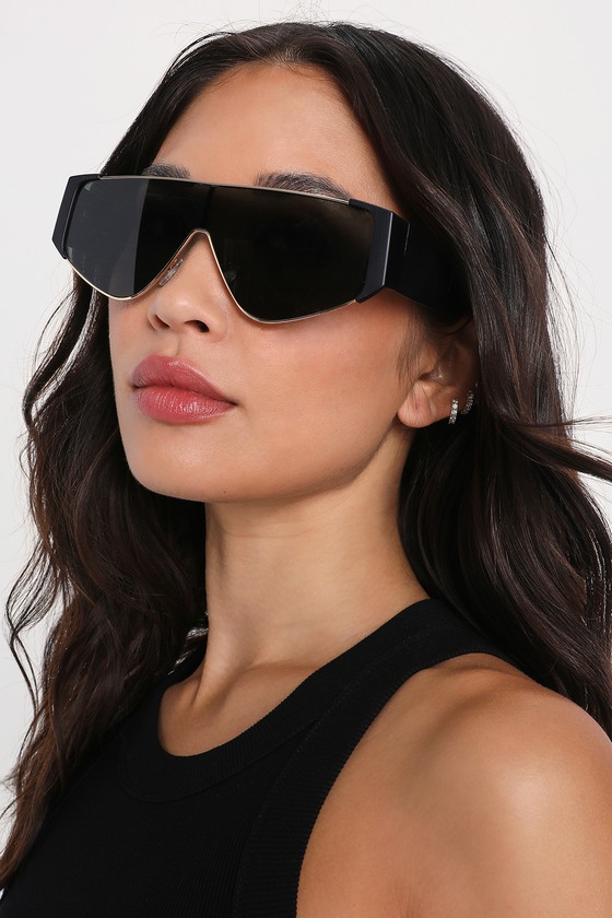 Black Shield Sunglasses Womens Sunglasses Black Sunnies Lulus