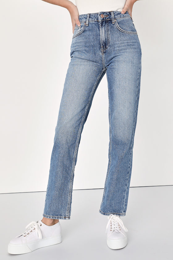 Free People Pacifica - Medium Wash Jeans - Straight-Leg Jeans - Lulus