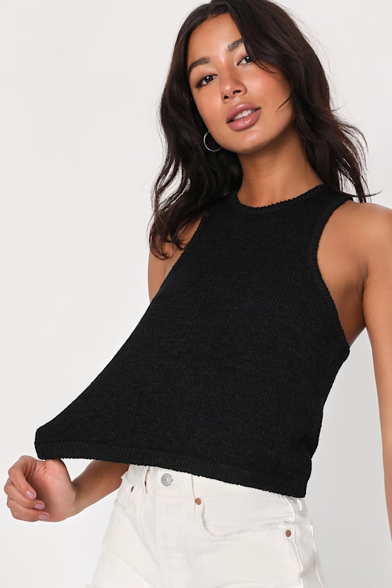 Black Tank - Cute Knit Tank Top - Racerback Sweater Top - Lulus