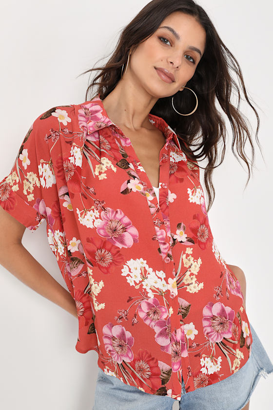 Pink Floral Top - Button-Up Shirt - Women's Floral Blouses - Lulus