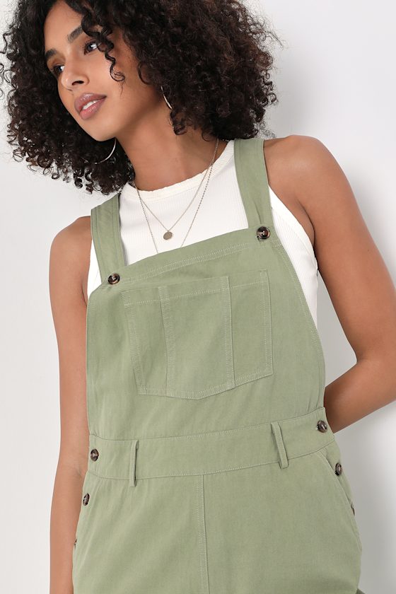 Olive Green Overalls - Twill Overalls - Straight Leg Overalls - Lulus