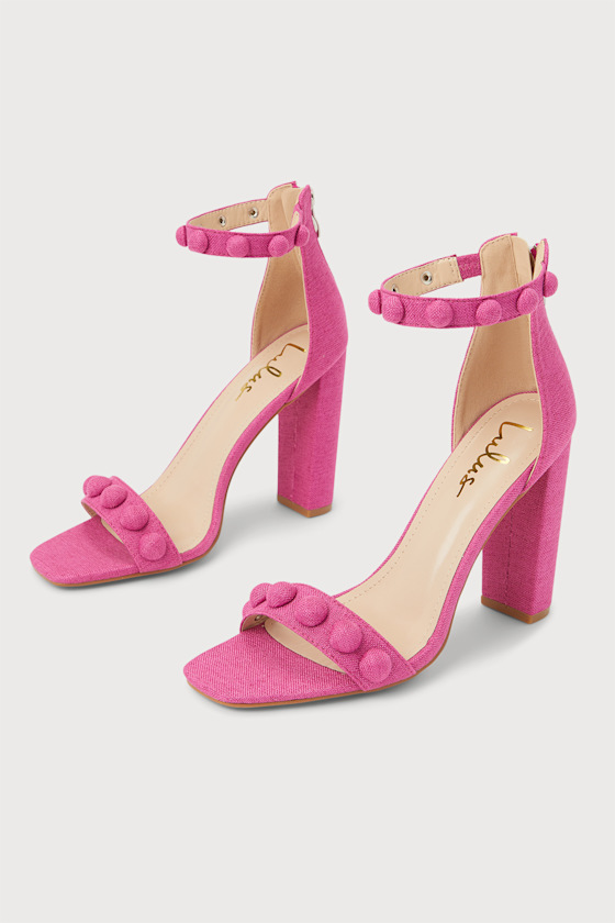 Berry Fabric Heels - Ankle Strap Heels - Embellished Heels - Lulus