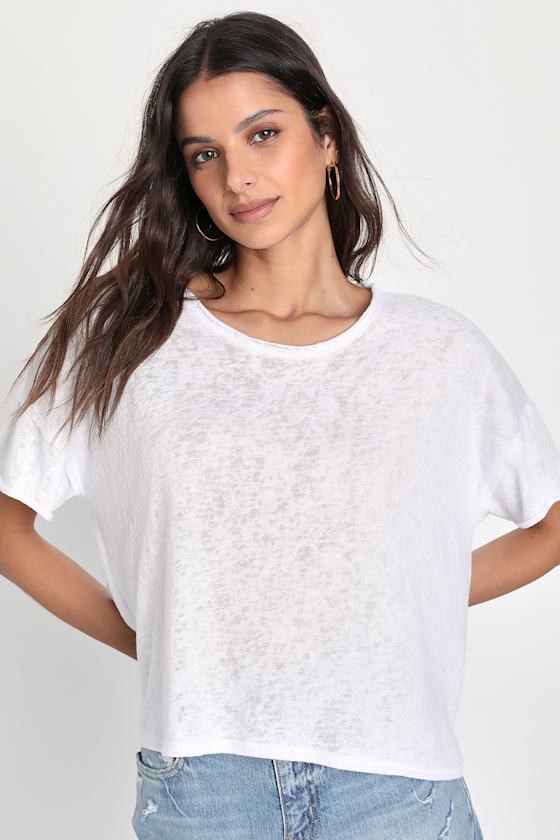 White Knit Shirt - Oversized Tee - Exposed Seams Tee - Tshirt - Lulus
