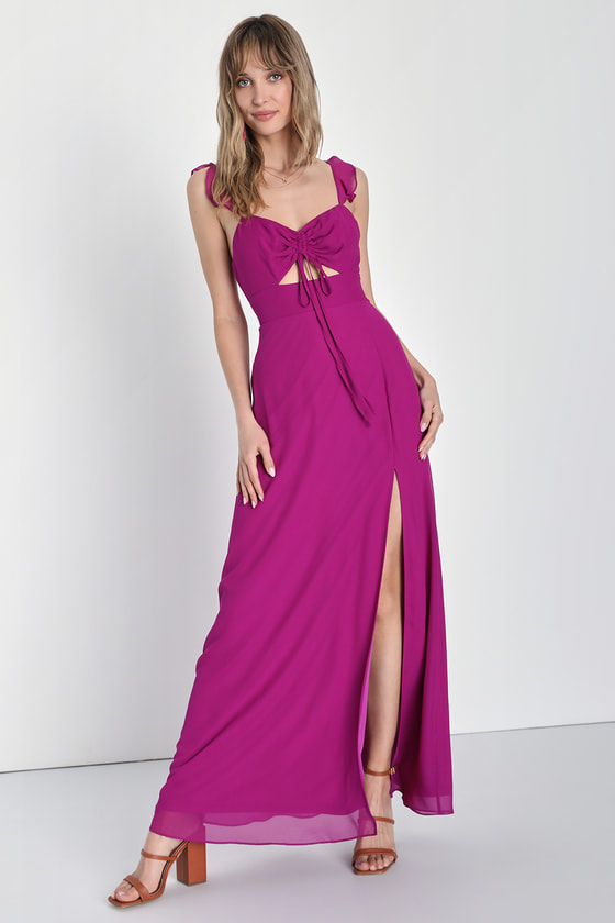 Magenta Maxi Dress Ruched Maxi Dress Ruffled Maxi Dress Lulus
