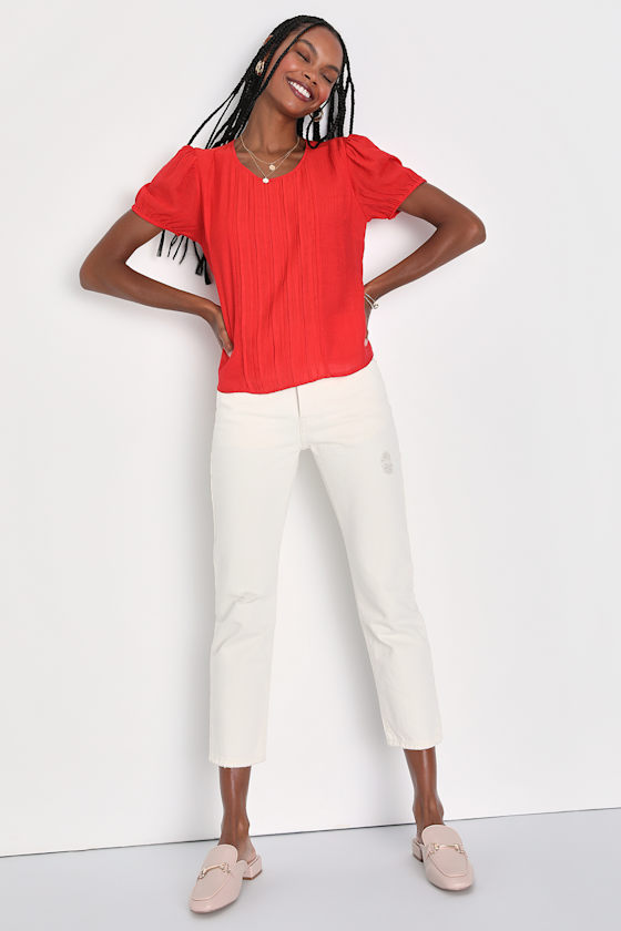 Levi's 501 Crop Face It - Ivory Jeans - Cropped Denim Jeans - Lulus